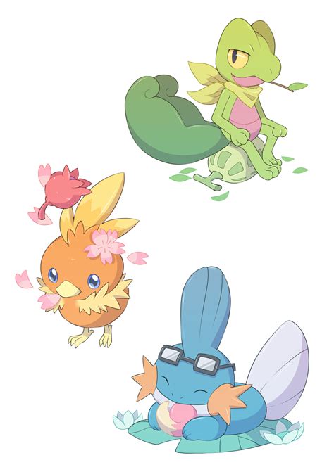 Treecko Torchic Y Mudkip Mudkip Kawaii Chibi Cute Pokemon Anime Crossovers Evolution