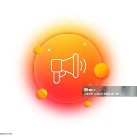 메가폰 회선 아이콘입니다 발표 광고 친구와 공유 추천 프로그램 링크 스피커 라우드 스피커 볼륨 광고 개념 유리 형태론 비즈니스