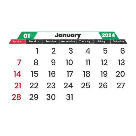 2024 年 1 月月曆透明 向量 一月 2024 年 1 月 一月日曆向量圖案素材免費下載，png，eps和ai素材下載 Pngtree