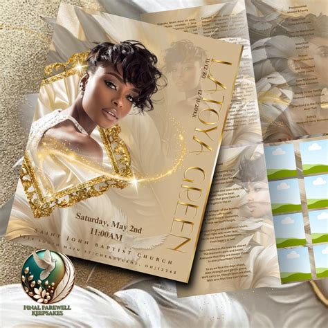 Standard 85x11 Khaki Elegant Memorial Program Bifold Template