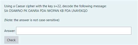 Solved Using A Caesar Cipher With The Key S22 Decode The