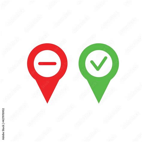 Minialist Pin Location Vector Icon Adress Pin True False Red Green