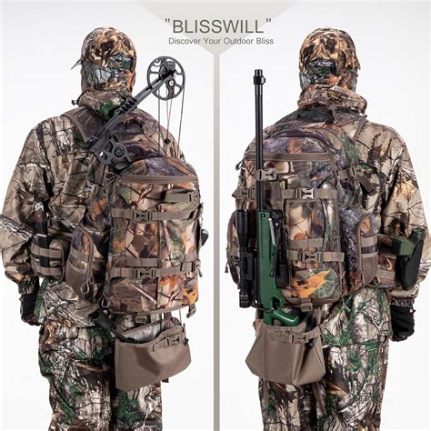 Blisswill 40l Hunting Backpack Padded Weapon Holder Bow And Rifle Gear