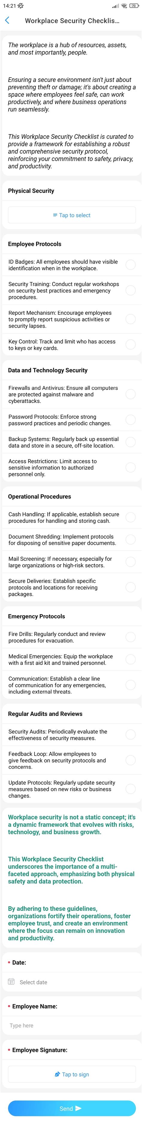 Workplace Security Checklist Best Business Management App