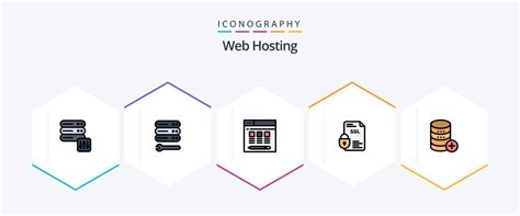 Web Hosting 25 Filledline Icon Pack Including Sal Database Server