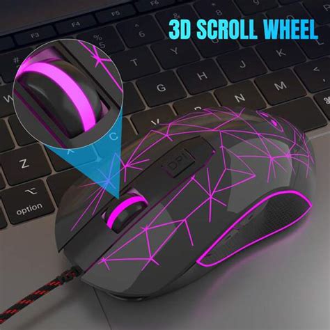 Magegee G6 Wired Gaming Mouse Black 7 Colors Breathing Led Backlit Ergonomic Usb Mouse 6