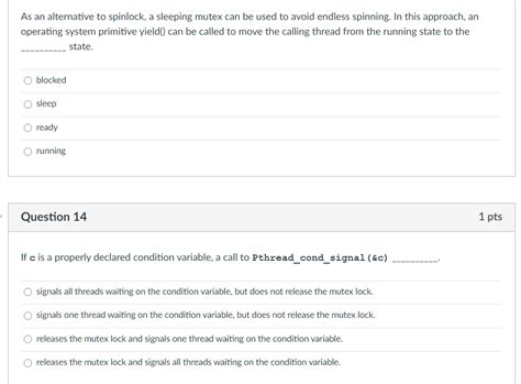 Solved As An Alternative To Spinlock A Sleeping Mutex Can