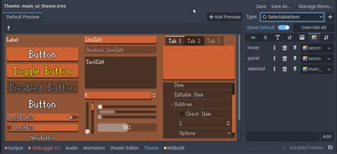 Godot 4 Beta 7 How Do I Apply The Material States Hover Selected Panel From A Script R