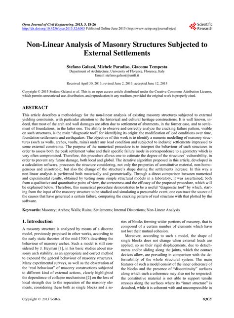 Pdf Non Linear Analysis Of Masonry Structures Subjected To External
