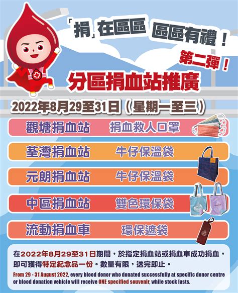 捐血者有禮：分區捐血站推廣 香港紅十字會輸血服務中心