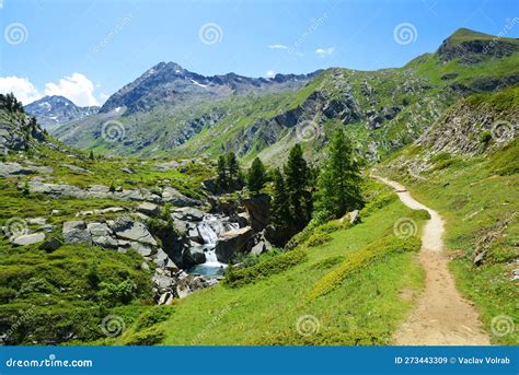 Gran Paradiso National Park Hiking Trail In The Valle Di Bardoney
