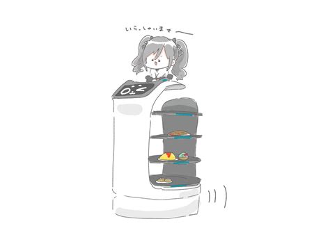 神崎蘭子 猫型配膳ロボットと働くおもち蘭子ちゃん みくこのイラスト