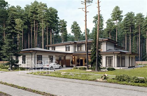 🔥 Проект 2 х этажного дома в стиле Райта площадью 746 м² с 6 санузлами и 7 спальнями за 33 58