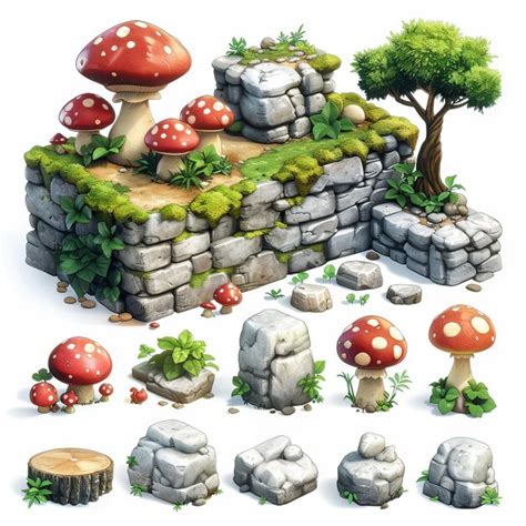 diverse set of 2d platformer assets premium ai generated image