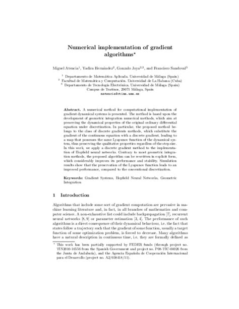 Pdf Numerical Implementation Of Gradient Algorithms