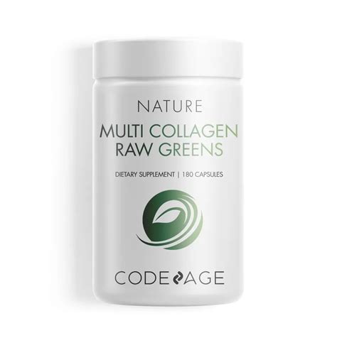 codeage multi collagen raw greens 5 types collagen peptides capsules