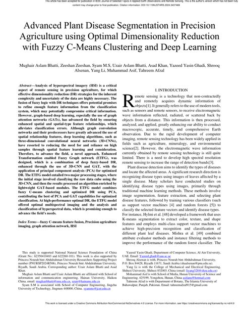 Pdf Advanced Plant Disease Segmentation In Precision Agriculture Using Optimal Dimensionality