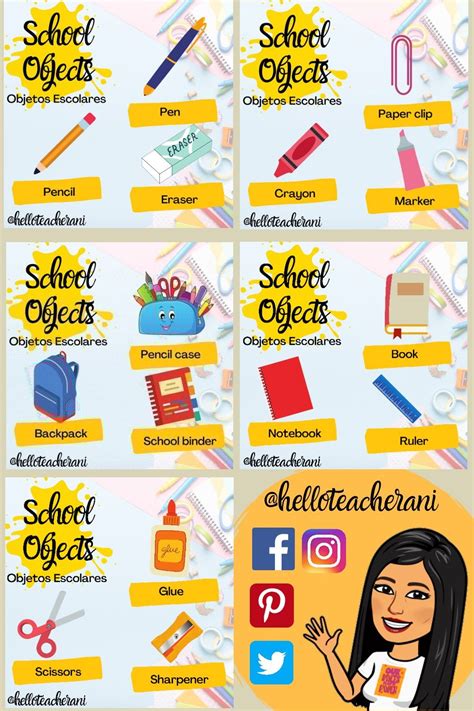 School Objects Objetos Escolares Em Inglês Escola Objetos