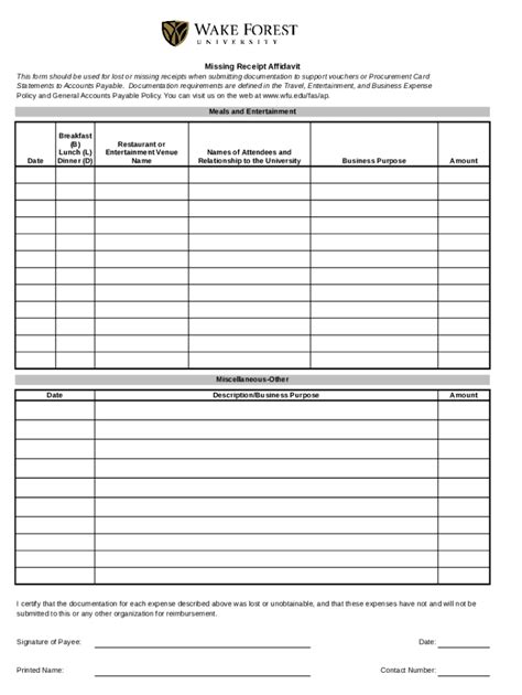 Fillable Online Missing Receipt Affidavit Fax Email Print Pdffiller