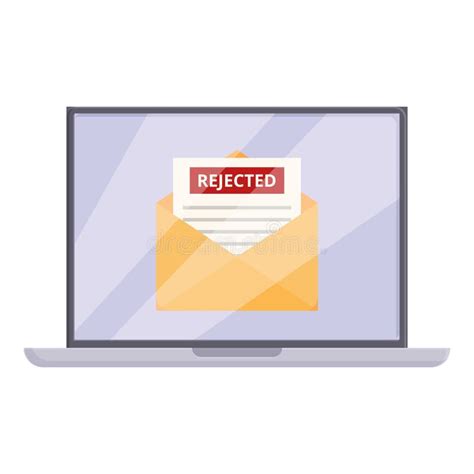Email Rejection Notification On Laptop Screen Stock Vector