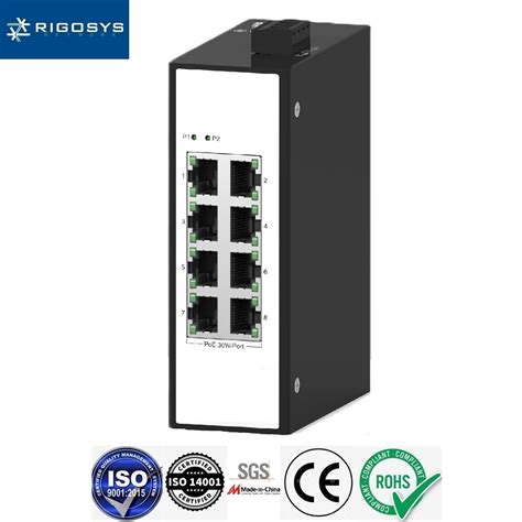 8 Port Full Gigabit Poe Industrial Grade Din Rail Unmanaged Fiber Optical Access Ethernet