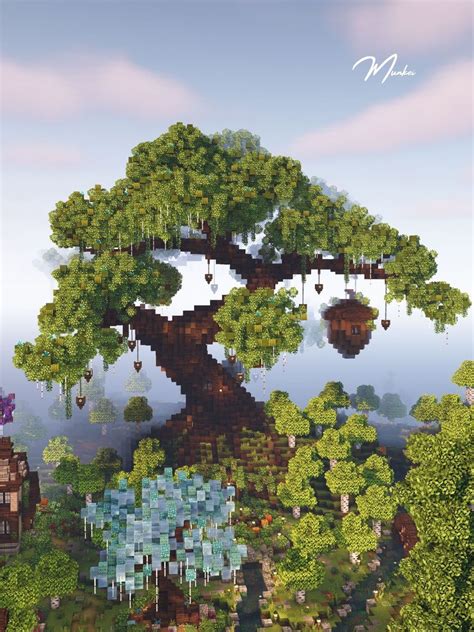 B I G A S S T R E E Minecraft Treehouses Minecraft Houses Minecraft Cottage