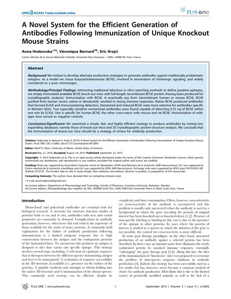 Pdf A Novel System For The Efficient Generation Of Antibodies