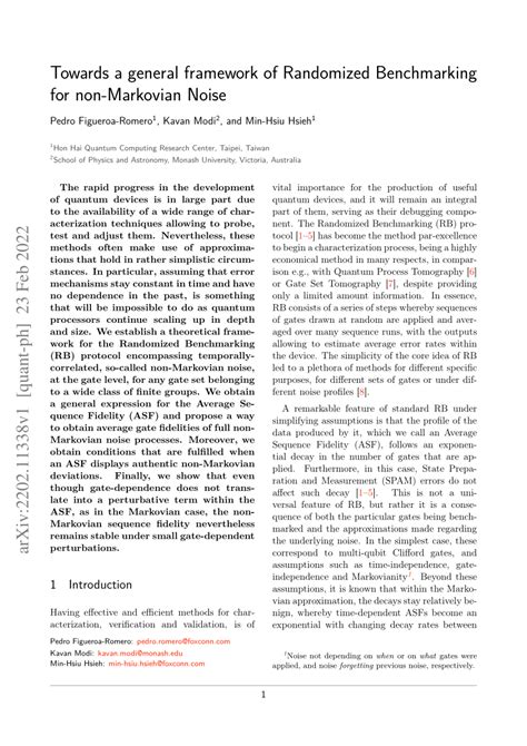 Pdf Towards A General Framework Of Randomized Benchmarking For Non Markovian Noise