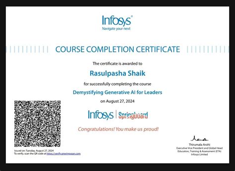 Demystifying Infosys Certification Springboard Shaik Rasul Pasha