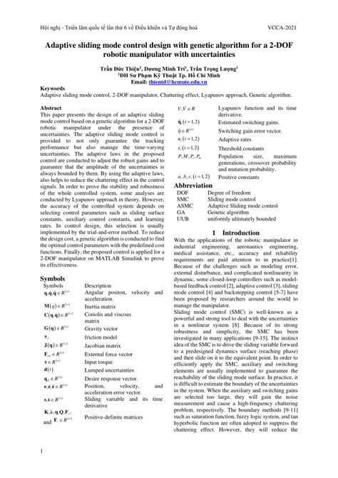 Pdf Adaptive Sliding Mode Control Design With Genetic Algorithm For A