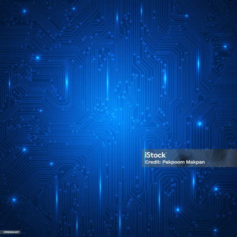 회로 기판 디지털 데이터 연결 시스템 기술 Pcb 트레이스 블루 공상 과학 미래 벡터 Cpu에 대한 스톡 벡터 아트 및 기타 이미지 Cpu 물리학 음모 개념 Istock