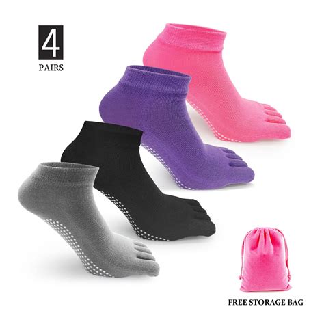 Cafandy Yoga Toe Socks With Grips For Women Non Slip Socks For Pilates