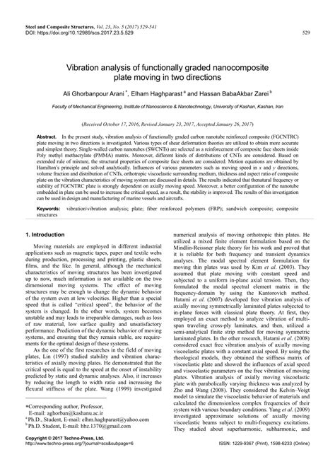 Pdf Vibration Analysis Of Functionally Graded Nanocomposite Plate Moving In Two Directions