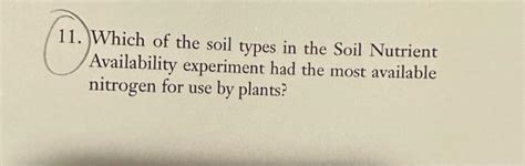 Solved Which Of The Soil Types In The Soil Nutrient Chegg Com