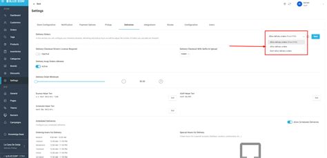 Ecom Scheduled Delivery Order Settings