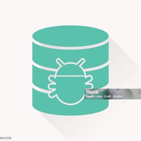 플랫 데이터베이스에 버그 Icon 벡터 일러스트 레이 션 컴퓨팅 0명에 대한 스톡 벡터 아트 및 기타 이미지 0명 그림자