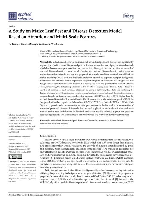 PDF A Study On Maize Leaf Pest And Disease Detection Model Based On Attention And Multi Scale