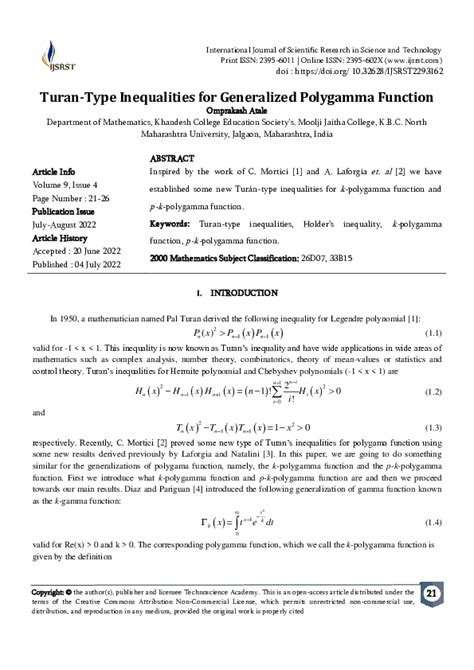 Pdf Turán Type Inequalities For Generalized Polygamma Function