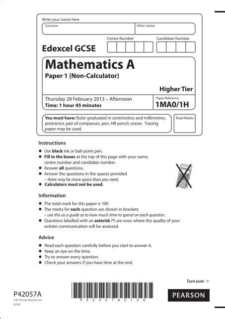 Paper 1 Non Calculator Kesh Gcse Maths