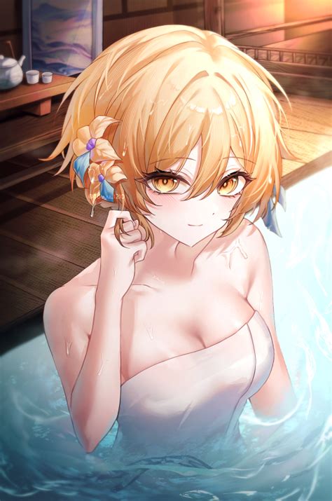 Touyu Lumine Genshin Impact Genshin Impact Commentary Girl Bare Shoulders Bathing