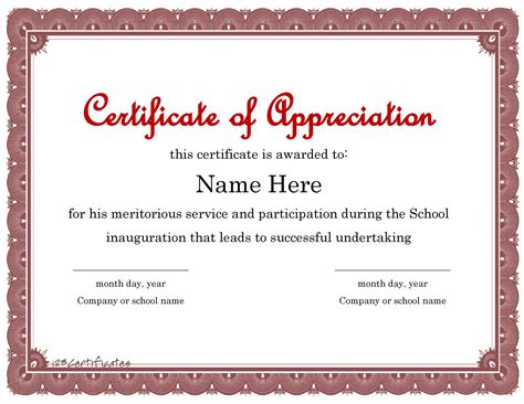 Certificate Of Recognition Template