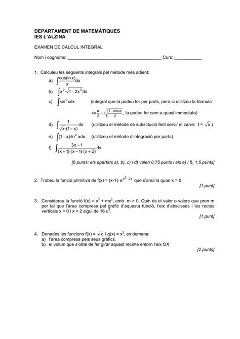 Pdf Examen De CÀlcul Integral Xtec Catcbertra1 Materials Examens Btx Btx2 Ex Calcul