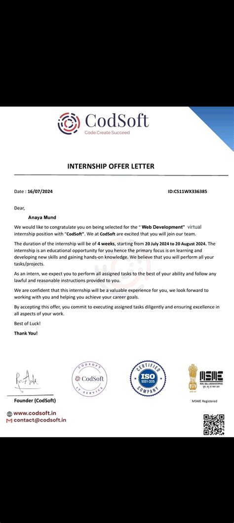 Anaya Mund On Linkedin Codsoft Codsoft Codsoft Webdevelopement Javascript Html Css Coder