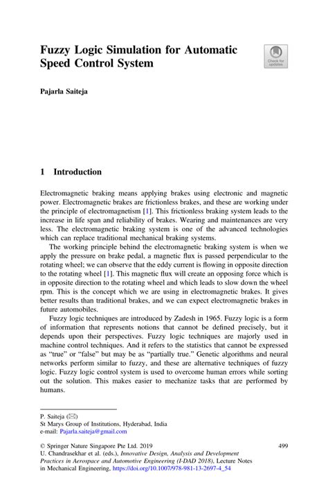 PDF Fuzzy Logic Simulation For Automatic Speed Control System Volume