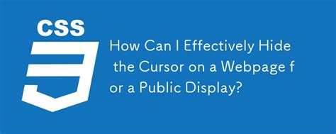 How Can I Effectively Hide The Cursor On A Webpage For A Public Display Css Tutorial Phpcn