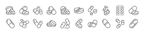알약과 약물 개요 간단한 선형 이미지 모음 편집 가능한 스트로크 웹 사이트 책 카드 앱에 적합 0명에 대한 스톡 벡터 아트 및 기타 이미지 Istock