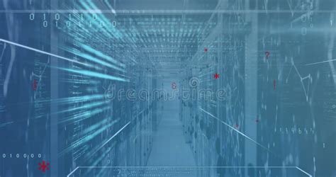 The Animation Shows Binary Coding And Data Processing Moving Over A