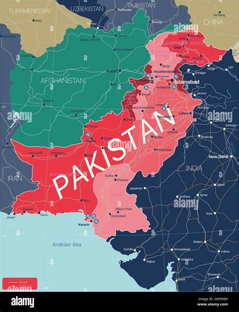 Pakistan Country Detailed Editable Map With Regions Cities And Towns