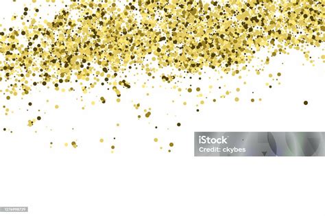흰색에 고립 된 골드 반짝이 텍스처 황색 입자 색상 축하 배경 색종이의 황금 폭발 벡터 일러스트레이션 거친 필름 효과에 대한 스톡 벡터 아트 및 기타 이미지 Istock