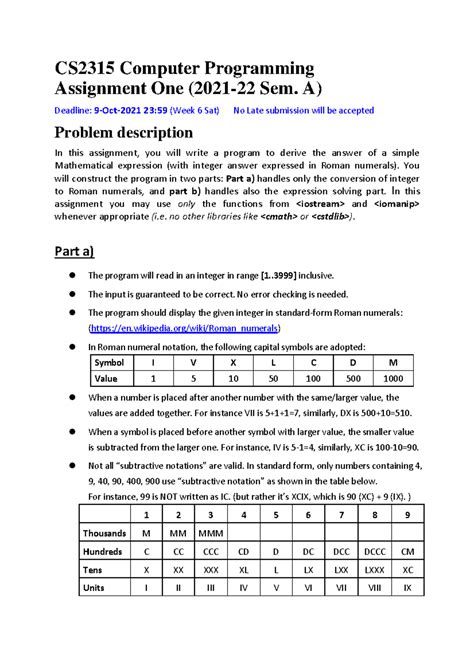 Cs2315 Assignment 1 Cs2315 Computer Programming Assignment One 2021 22 Sem A Deadline